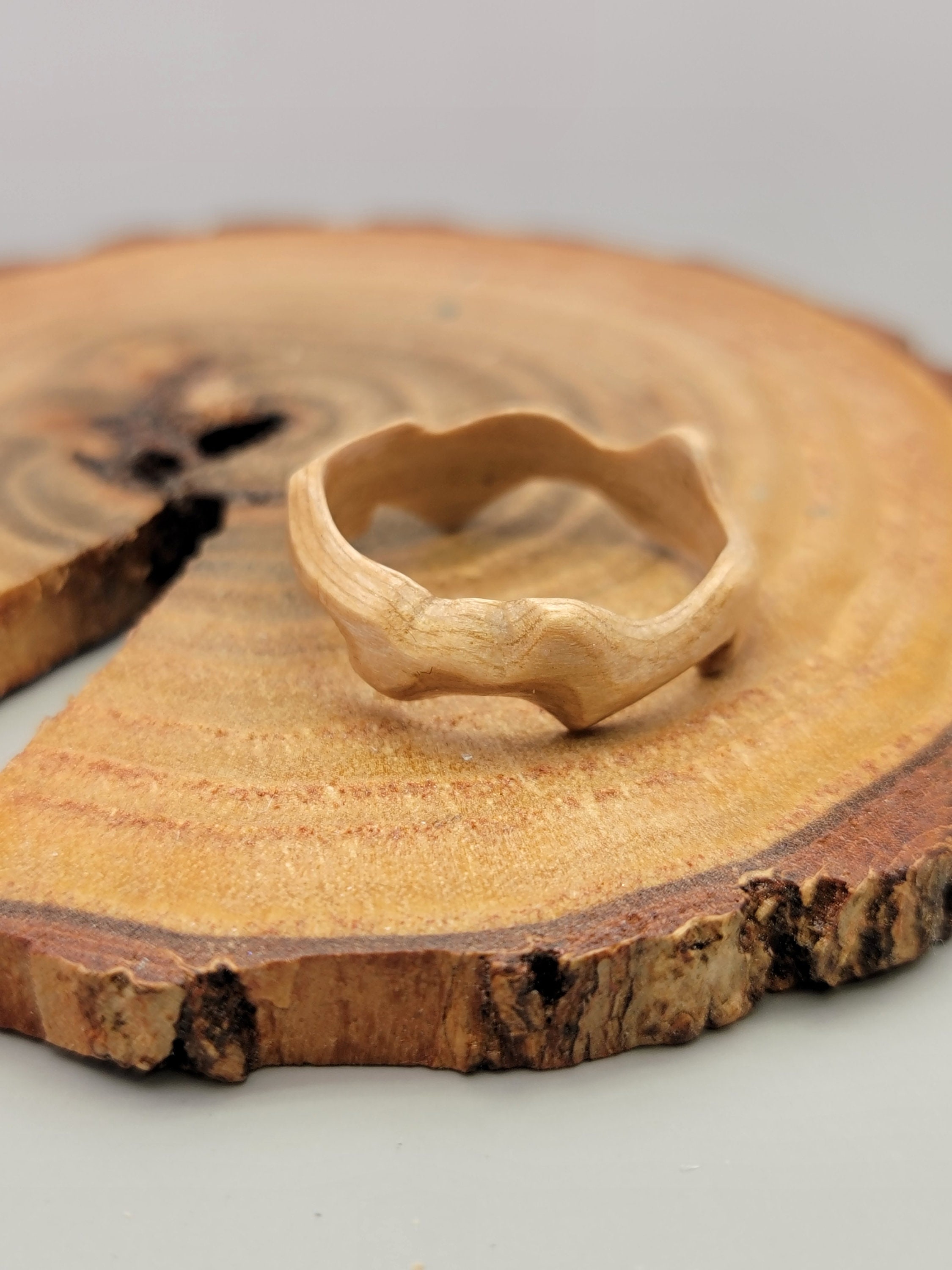 Handcrafted/carved Wooden Wavy Rings - Etsy