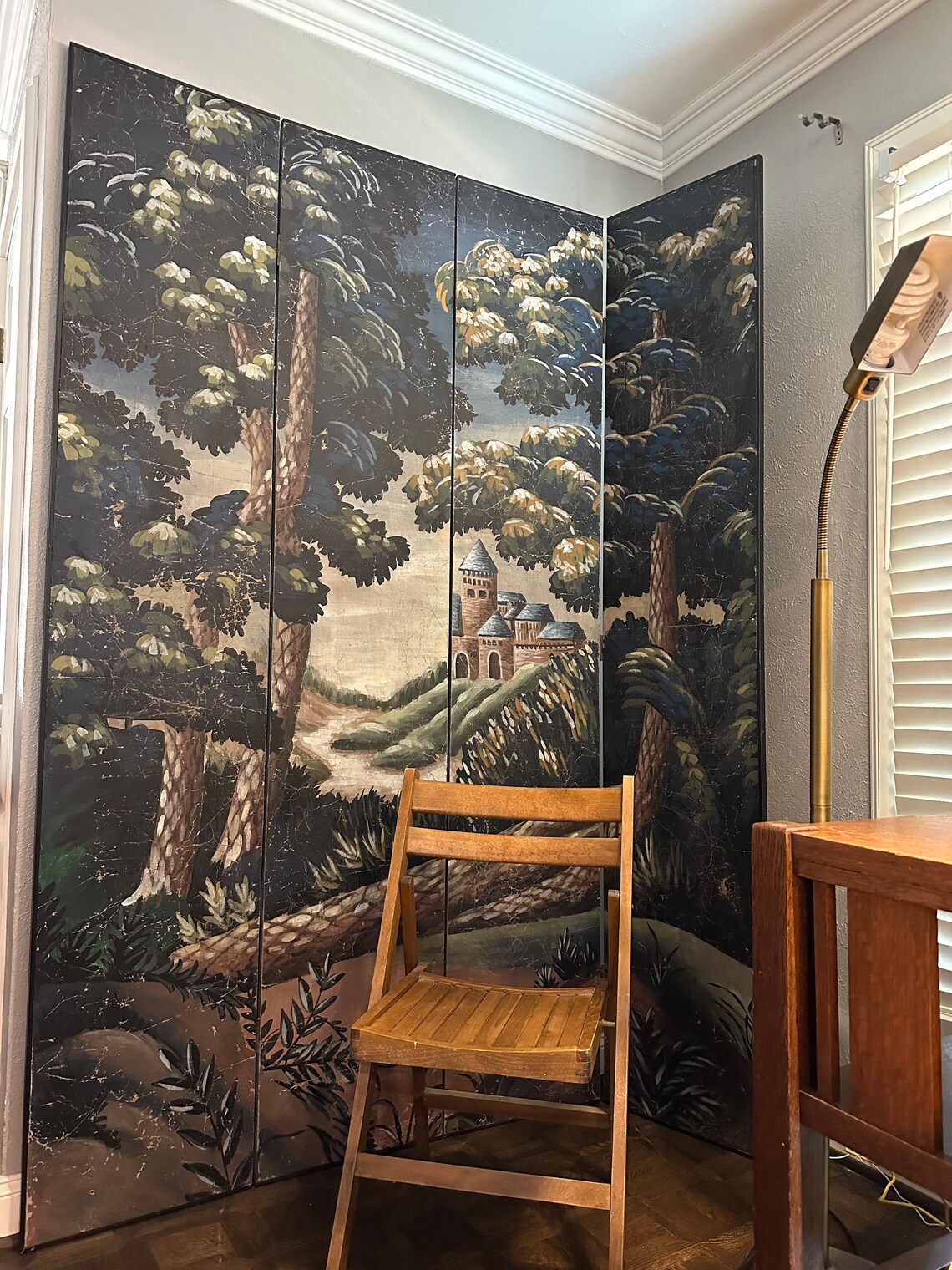 Large Italian Neoclassical Vignette Folding Screen Room Divider Art ...