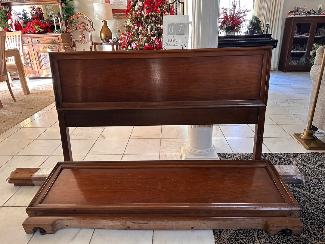 Mid Century Modern Full / Double Walnut Headboard Footboard Bed - Etsy