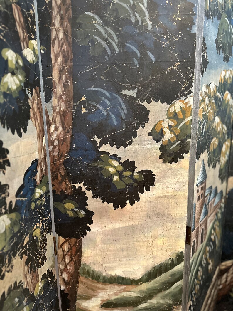 Large Italian Neoclassical Vignette Folding Screen Room Divider Art ...