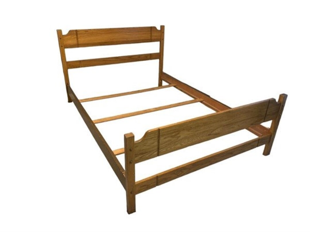 Solid Wood Mid Century Modern Full Size Bed Headboard and Footboard W ...