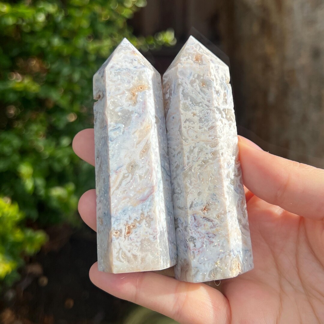 You Choose, White Moss Agate Towers | Druzy Moss Agate | Agate Points ...