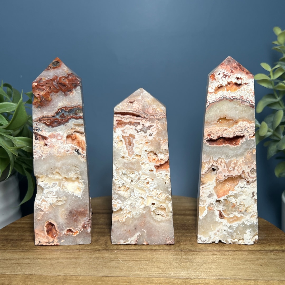 Peach Crazy Lace Agate Towers, You Choose / Druzy Agate / Banded Agate ...