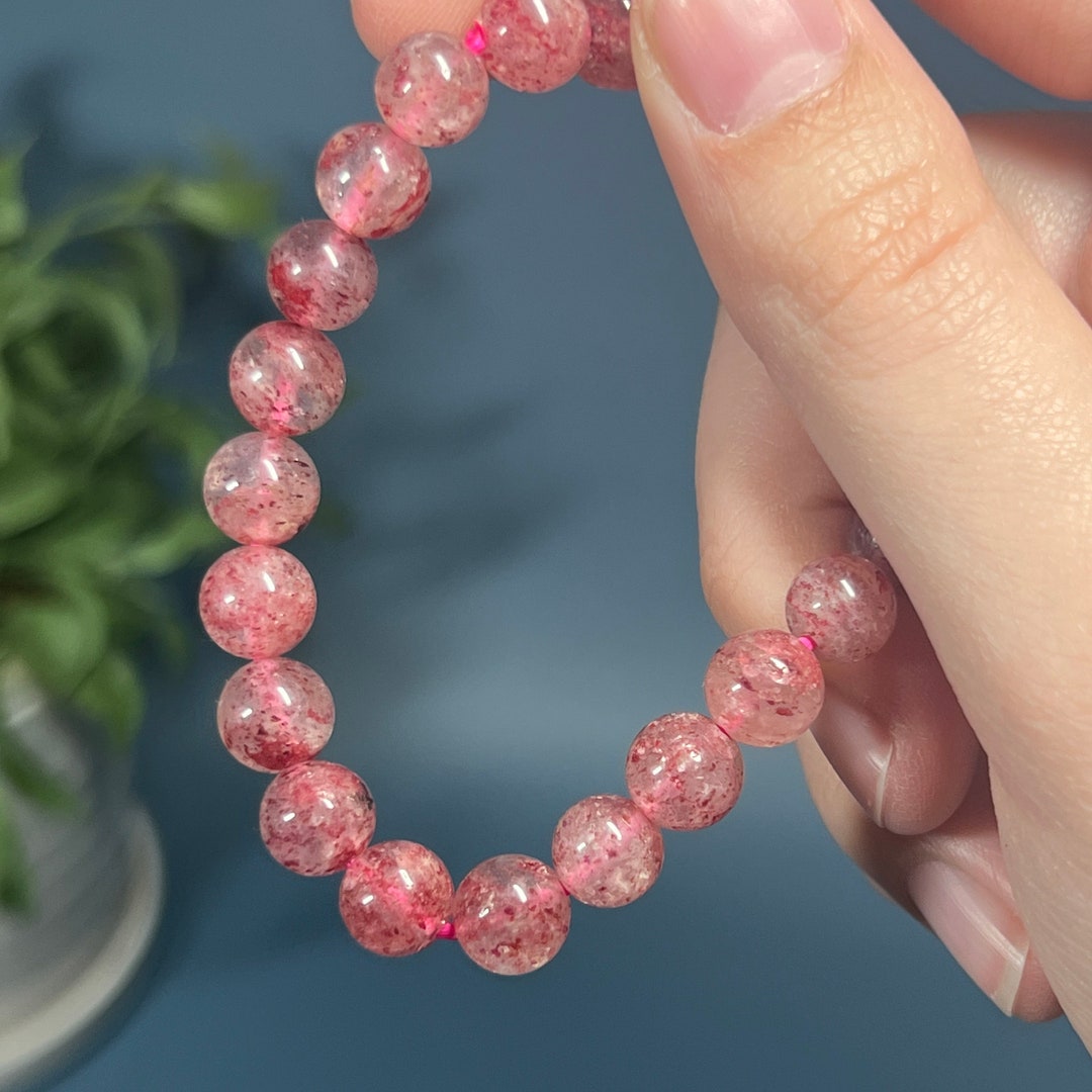7mm Strawberry Quartz Bracelet / Crystal Jewelry / Crystal - Etsy