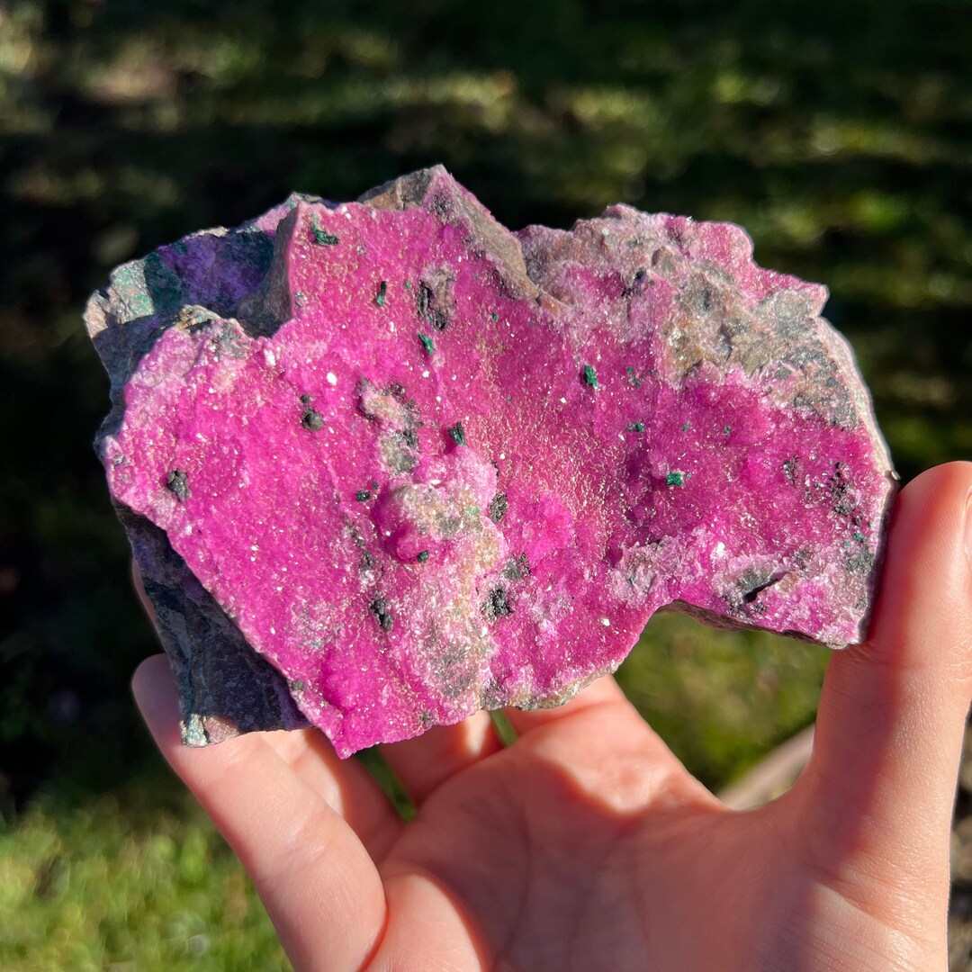 Cobalt Calcite Specimen With Malachite, 4.5“ | Cobalt Calcite With ...