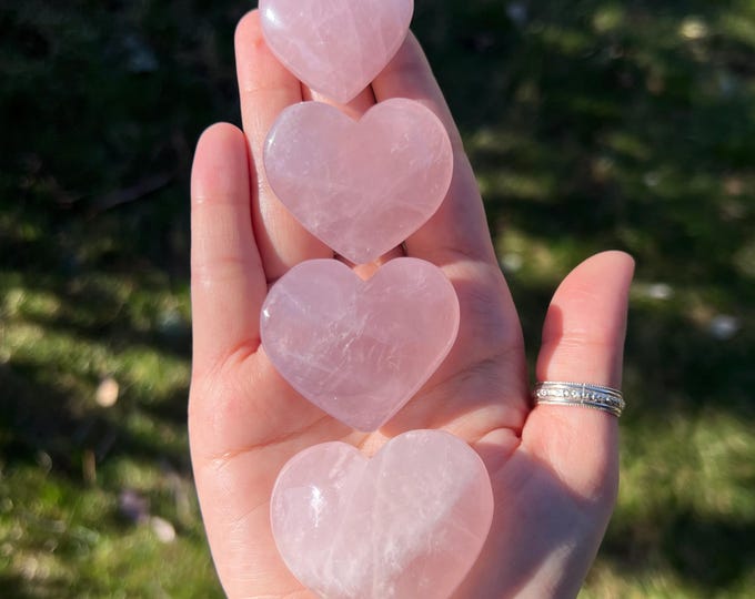 You Choose, Pale Rose Quartz Heart Carvings | Heart Carving | Crystal ...
