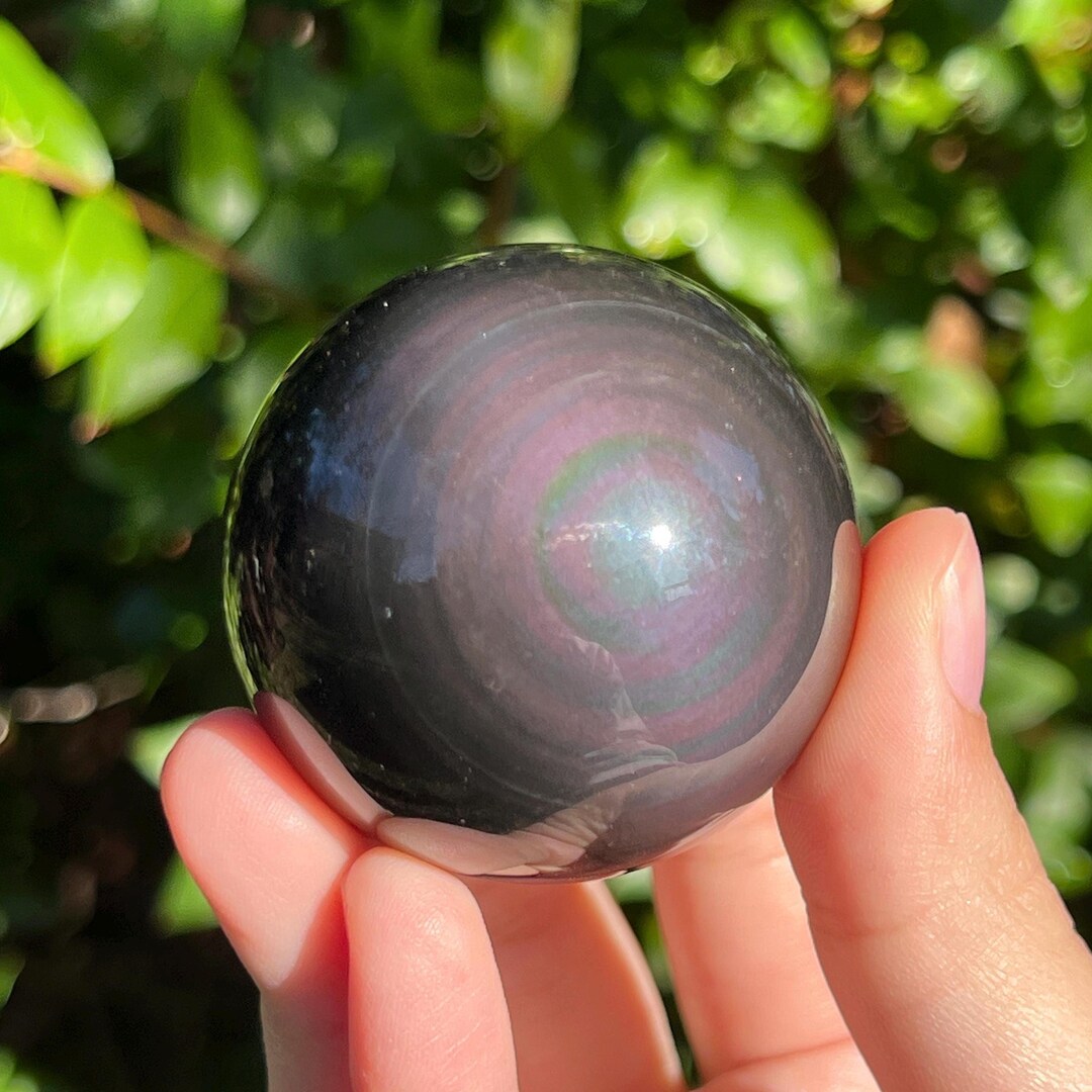 Rainbow Obsidian Sphere, 1.92“ (48.8 Mm) | Green Flash | Purple Flash ...
