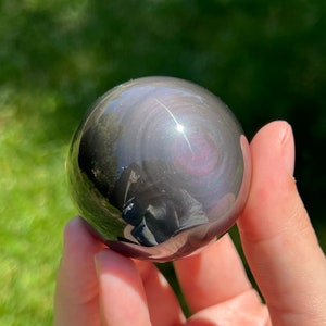Rainbow Obsidian Sphere, 1.92 48.8 Mm Green Flash Purple Flash Blue ...