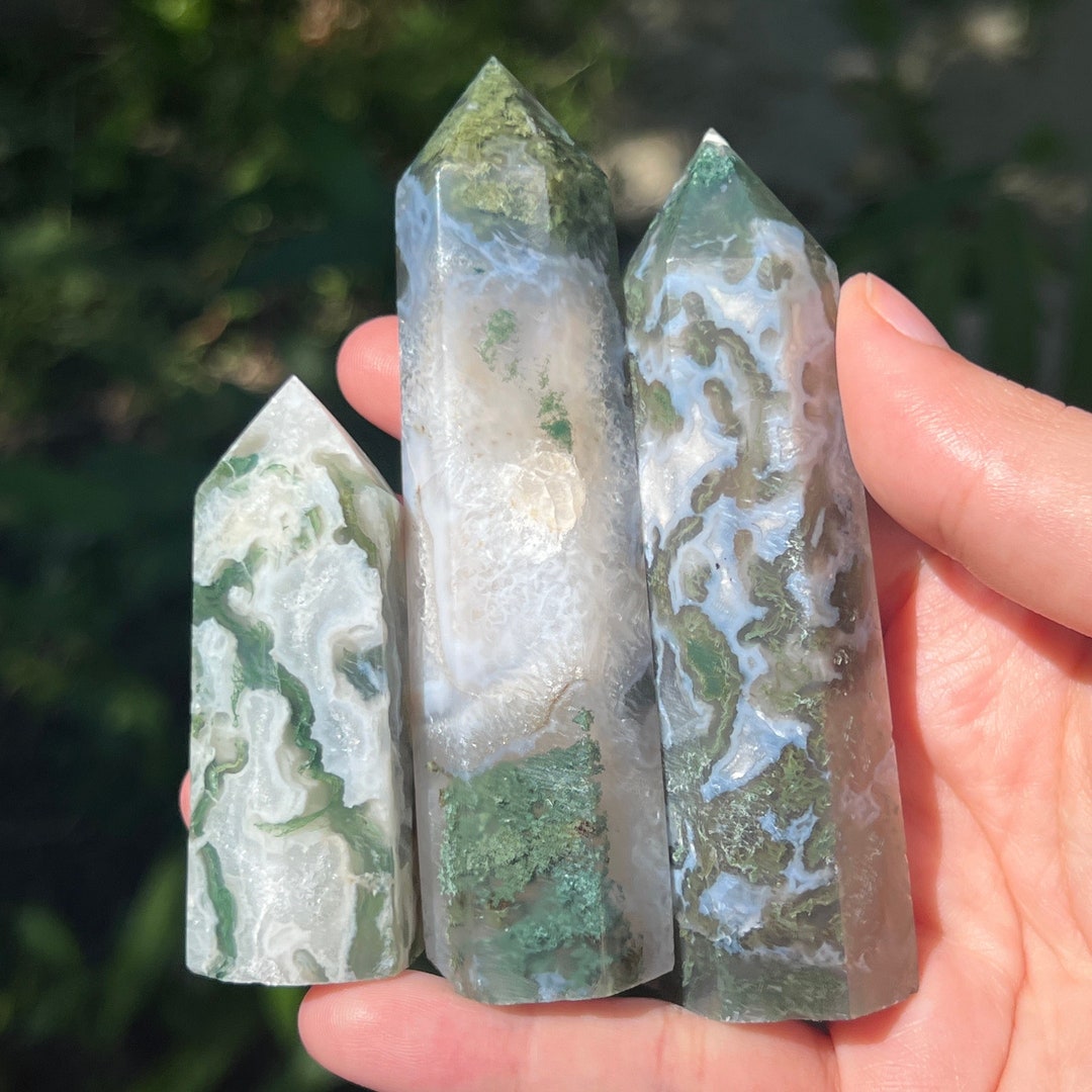 You Pick, Moss Agate Points! | Moss Agate With Quartz | Moss Agate ...