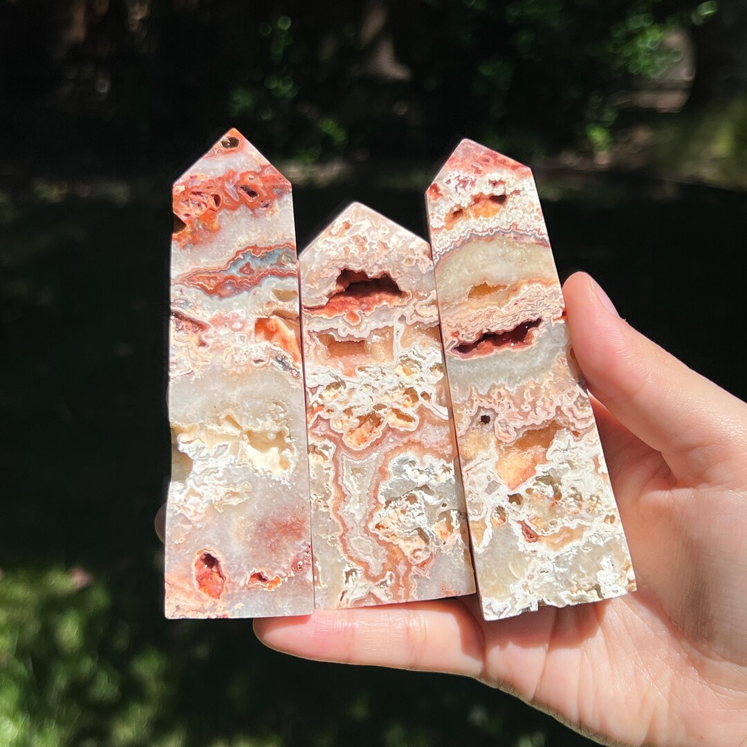 Peach Crazy Lace Agate Towers, You Choose! | Druzy Agate | Banded Agate ...