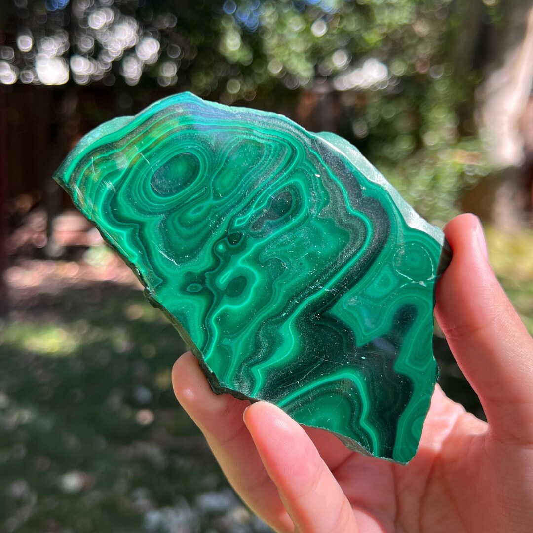 Malachite Slice With Banding (imperfect), 4.35” | Malachite Slab ...
