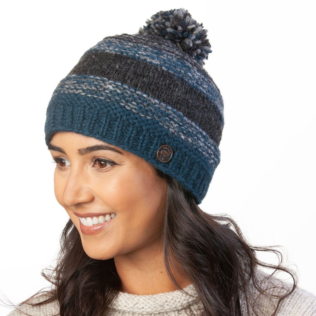 Wool Bobble Hat - Ridgeway Bobble Hat - Pure New Wool Fairtrade Hand ...
