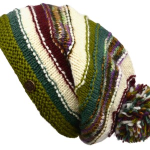 Knitted Wool Slouch Hat - Stripe Electric Slouch Design - Fair Trade ...