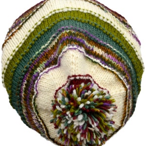 Knitted Wool Slouch Hat - Stripe Electric Slouch Design - Fair Trade ...