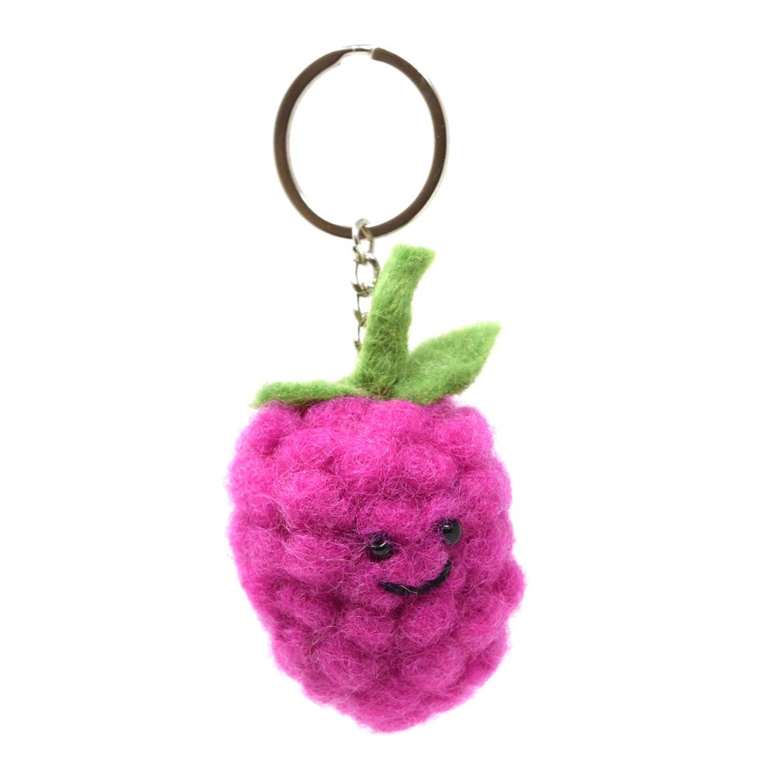 Handcrafted Wool Felt Raspberry Keychain: Fair Trade Bag Charm - Etsy