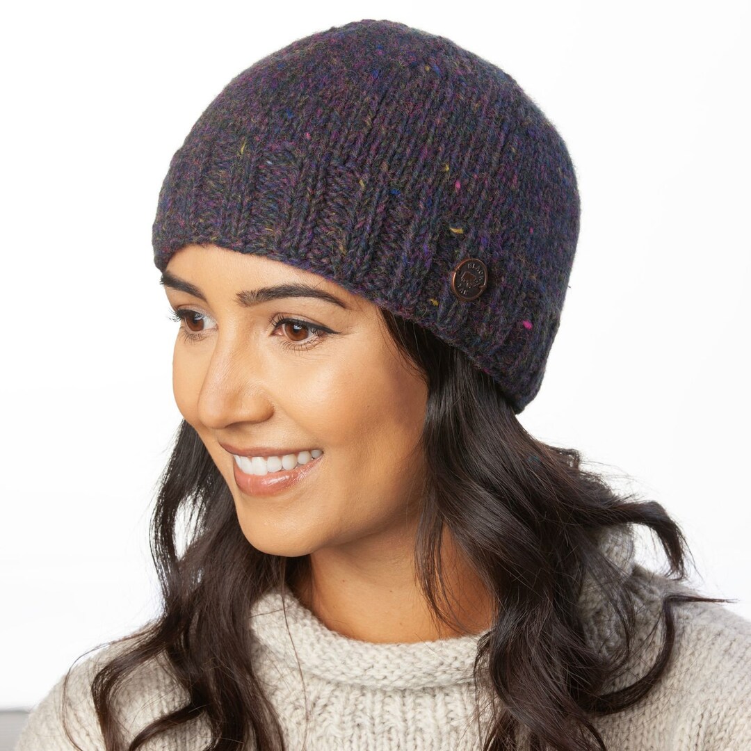 Fair Trade Pure New Wool Beanie With Fleece Lining - Plain Hand Knitted ...