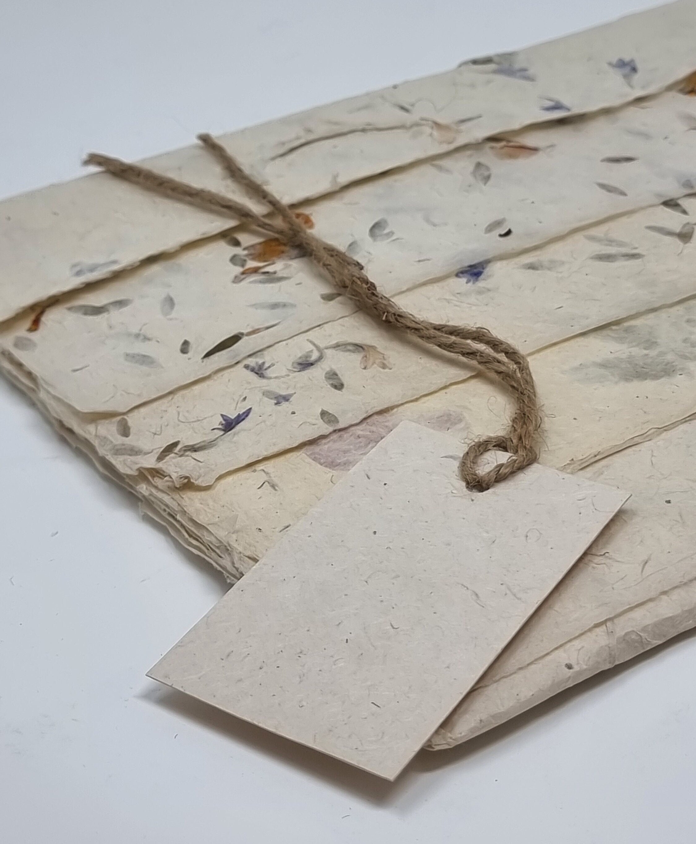 Handmade Natural Petal Lokta Wrapping Paper Set Includes 5 Sheets and 5 ...