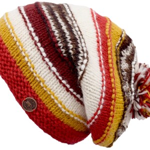 Knitted Wool Slouch Hat - Stripe Electric Slouch Design - Fair Trade ...