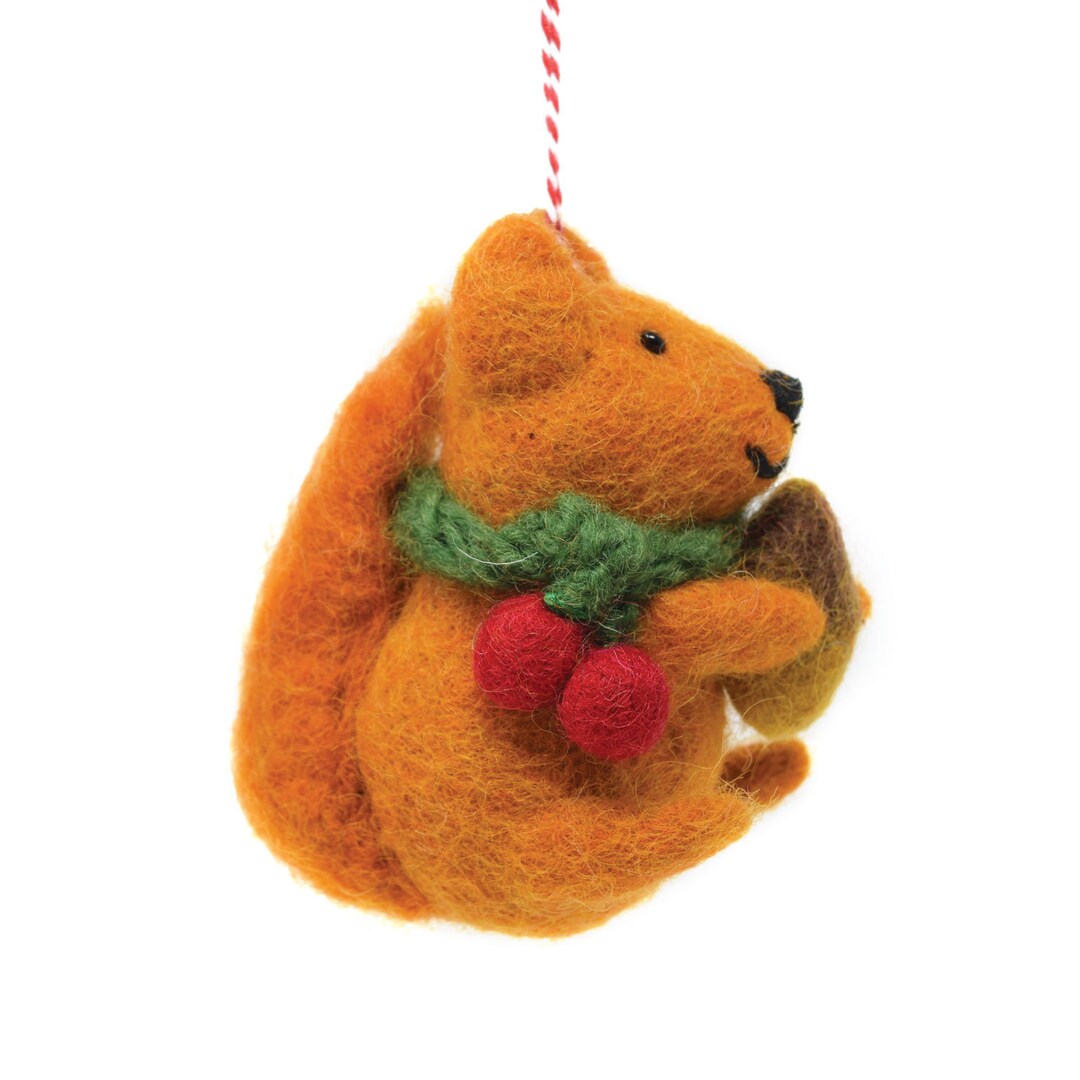 Red Squirrel Christmas Decoration - Adorable Fair Trade Pure Wool Felt ...