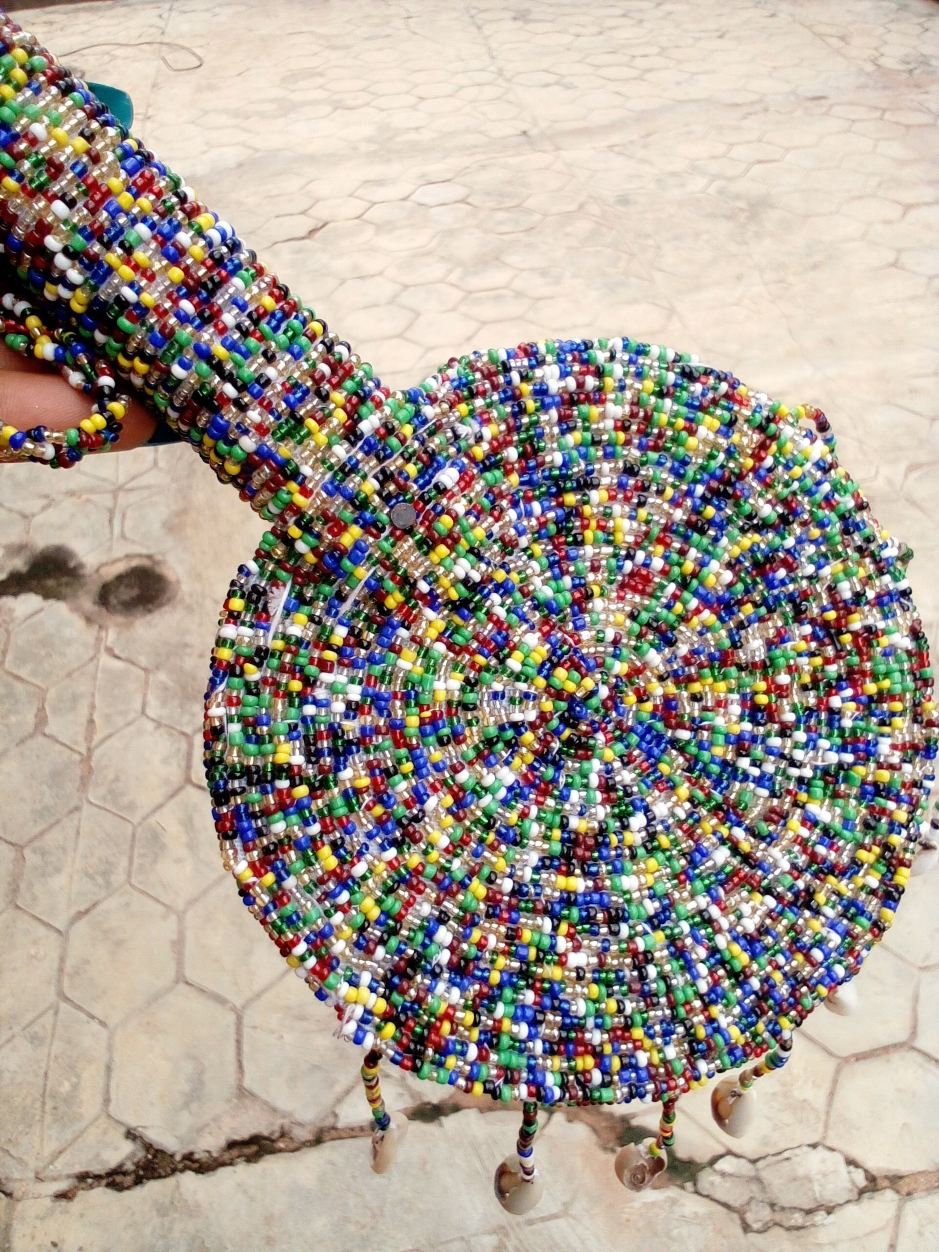 Abebe Egbe Glass Beaded Egbe Fan - Etsy