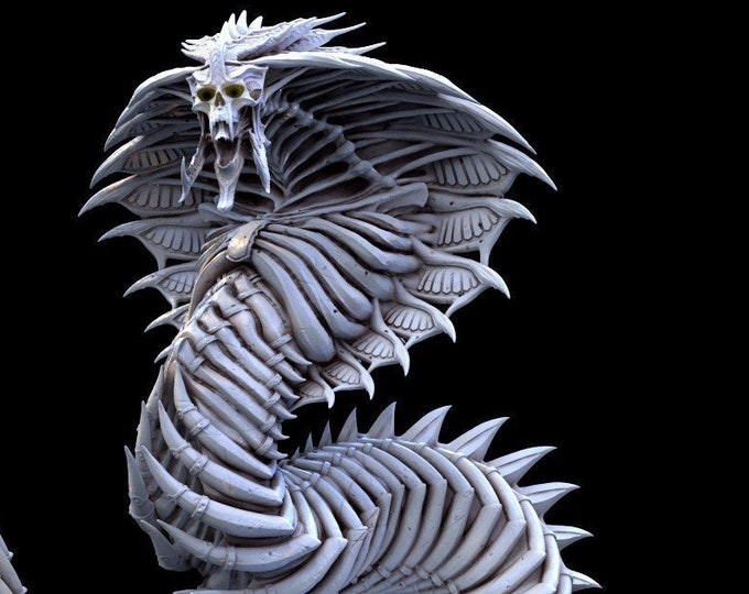 Bone Naga Skeletal Serpent Mini Monster Mayhem Dungeons and Dragons ...