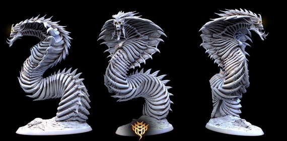 Bone Naga Skeletal Serpent Mini Monster Mayhem Dungeons - Etsy