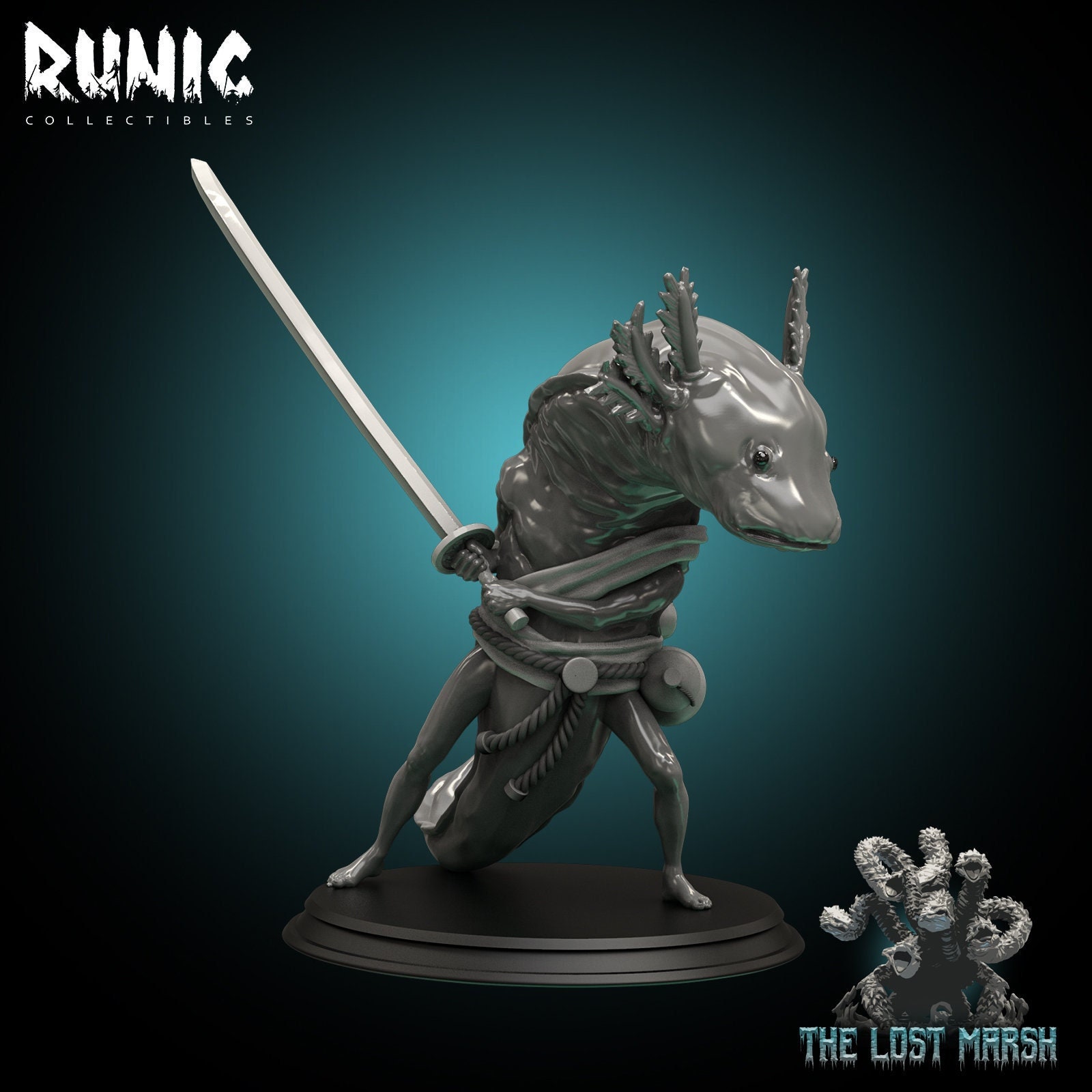 Axolotl Warrior Unique PC Mini Runic Collectibles the - Etsy