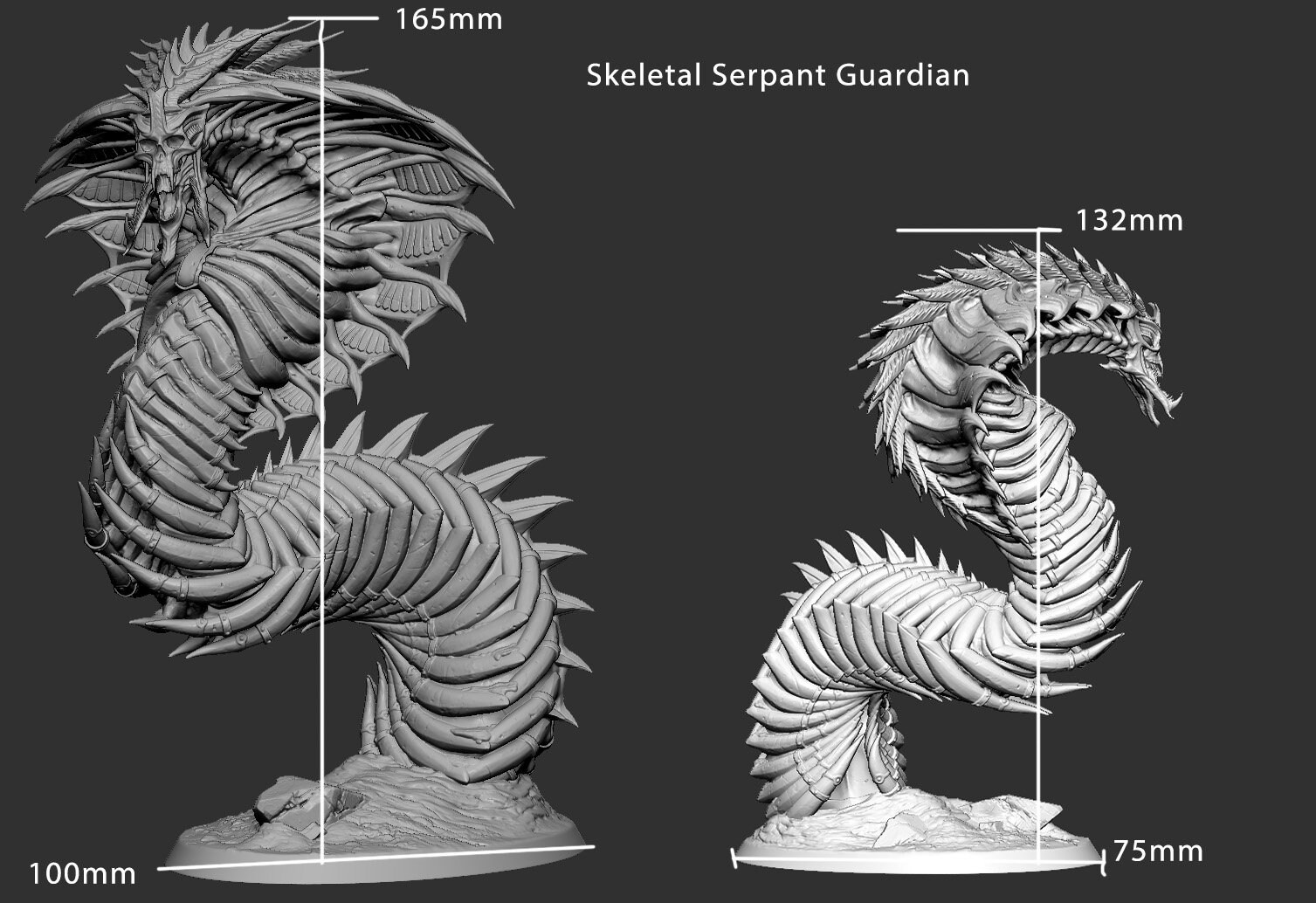 Bone Naga Skeletal Serpent Mini Monster Mayhem Dungeons - Etsy