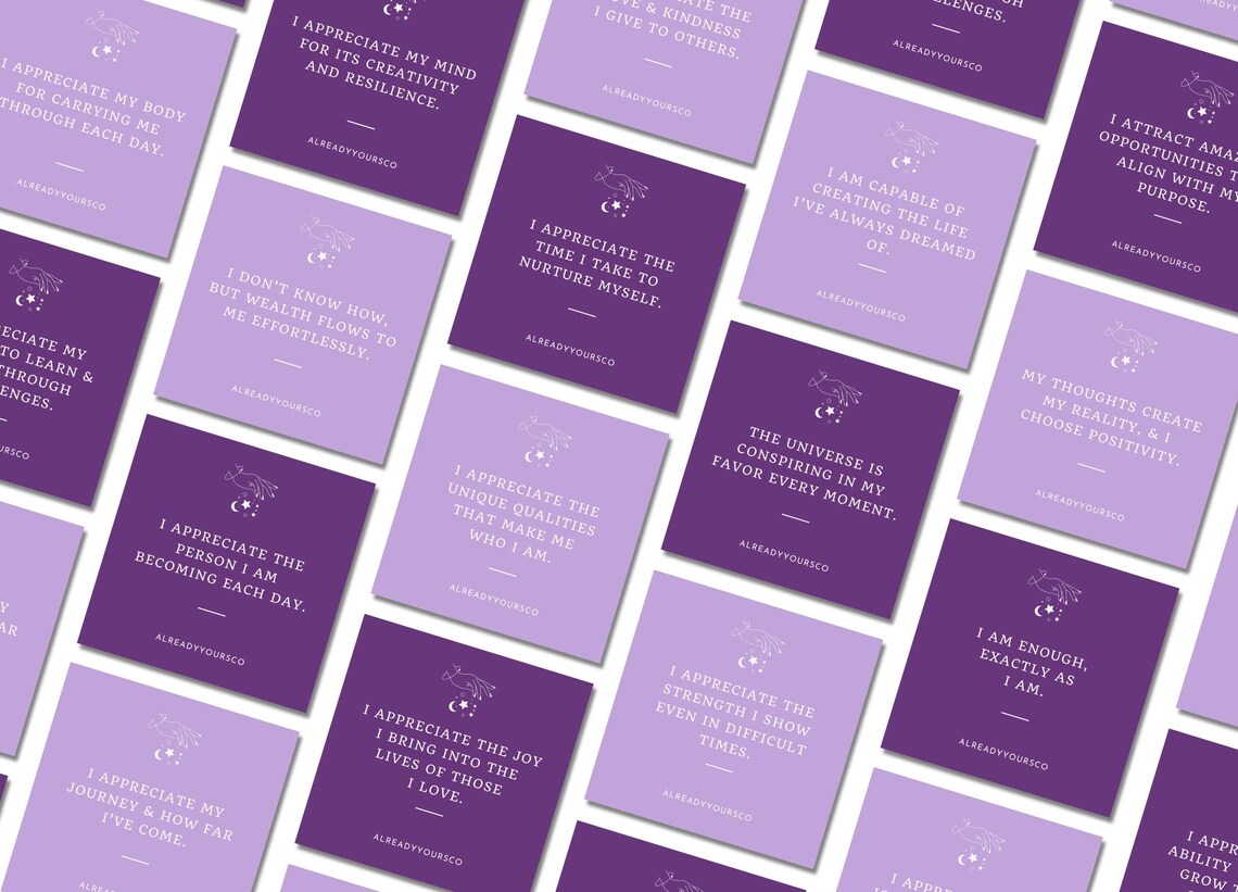 Printable Affirmation Cards: 50 Positive Quote Flash Cards (PDF) - Etsy