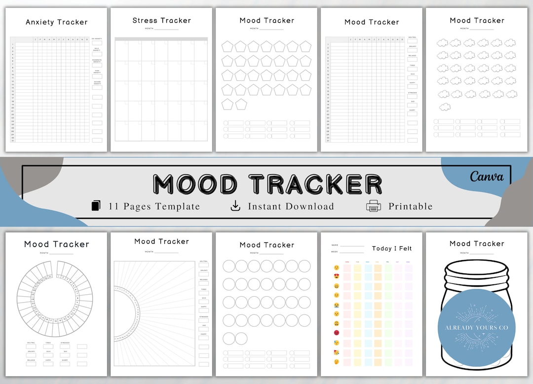 Digital Mood Tracker Planner,self Care Digital Planner,mental Health ...