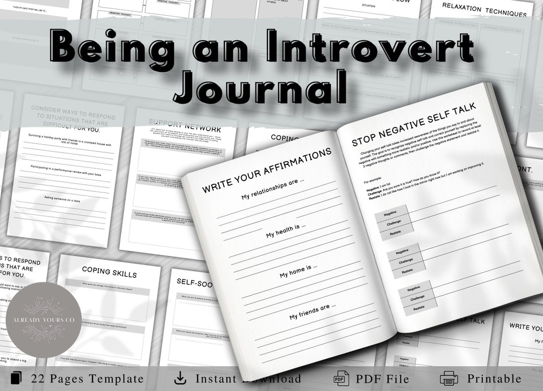 Introvert Journal,mindfulness Workbook Printable Planner,self Love ...