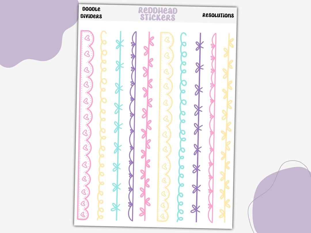 Doodle Dividers Resolutions Planner Stickers Functional - Etsy