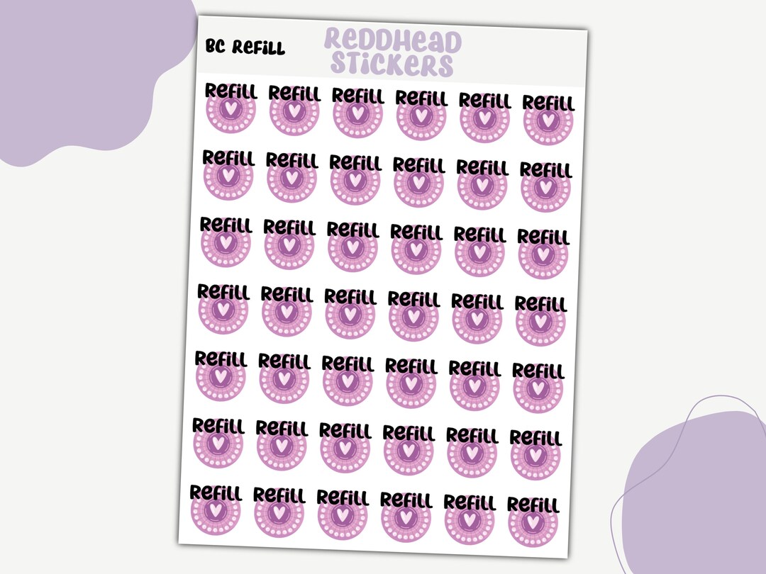 Birth Control Refill Planner Stickers Functional Planner Stickers ...