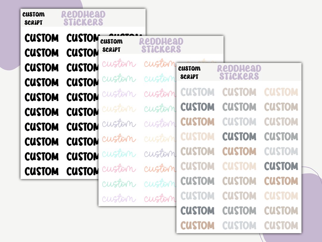 Custom Script Planner Stickers Script Icons Functional Planner Stickers ...