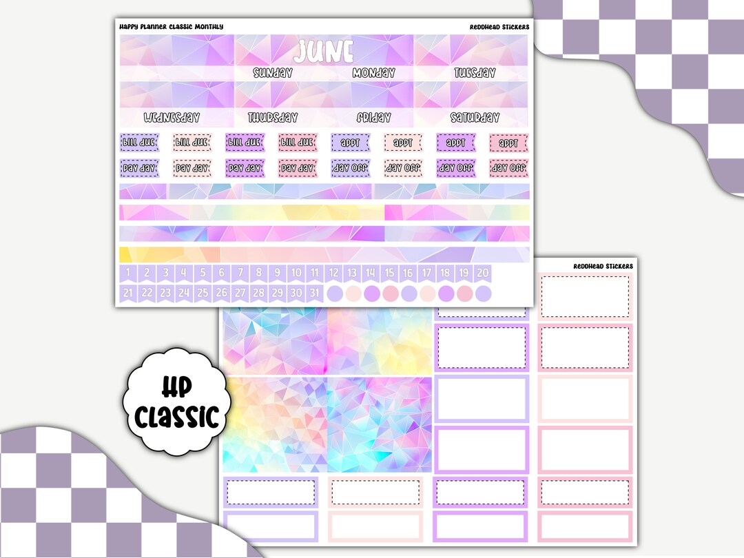 Happy Planner Classic Monthly Kit June Planner Stickers Calendar ...