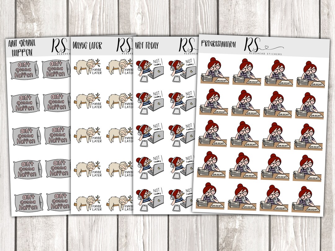 Procrastination Bundle Stickers Planner Stickers Planner Icons Colored ...