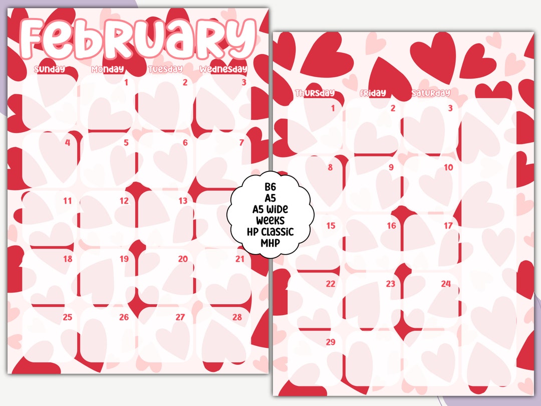 February Monthly Calendar Planner Sticker Full Page Sticker Functional ...
