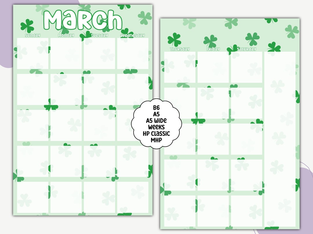 March Monthly Calendar Planner Sticker Full Page Sticker Functional ...