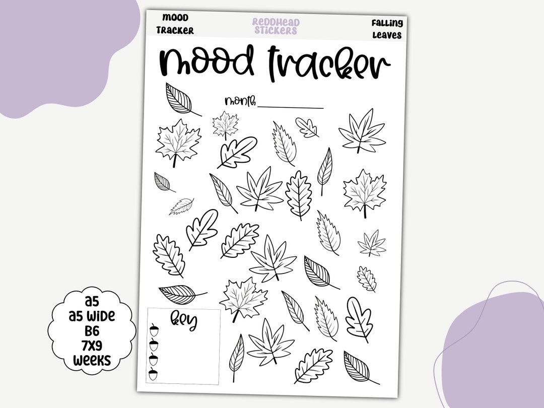 Mood Tracker Falling Leaves Planner Stickers Mental Health Stickers ...