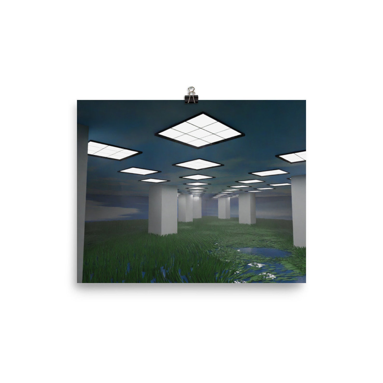 The Backrooms Flooded Level Poster With Grass | Level 2 Overflow - Etsy