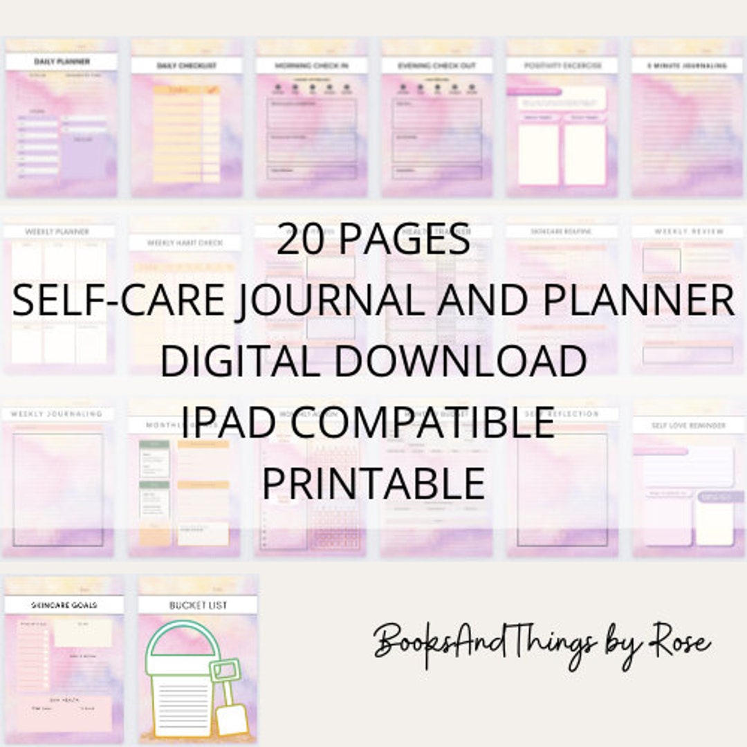 Self Care Journal, Self Care Planner, Digital Planner, Wellness Journal ...