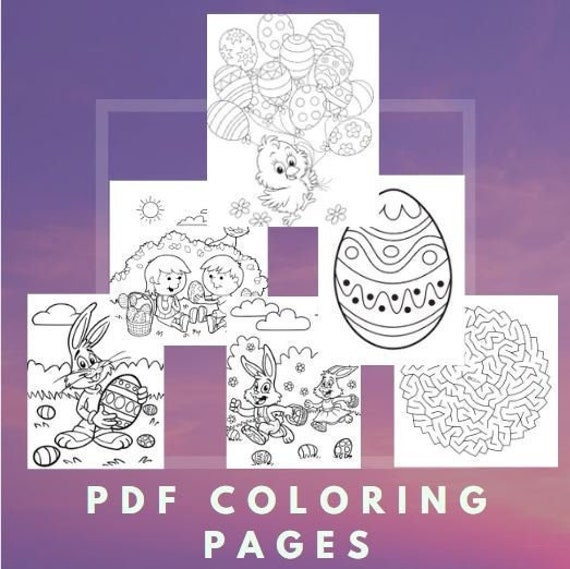 Printable Easter Bunny Coloring Pages Easter Eggs Coloring - Etsy