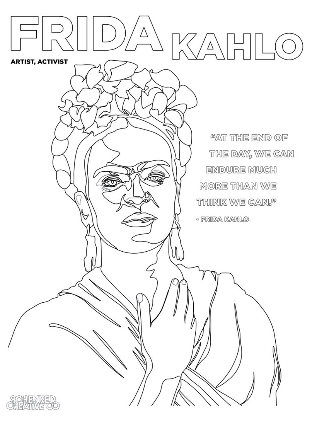 Frida Kahlo Coloring Sheet - Etsy