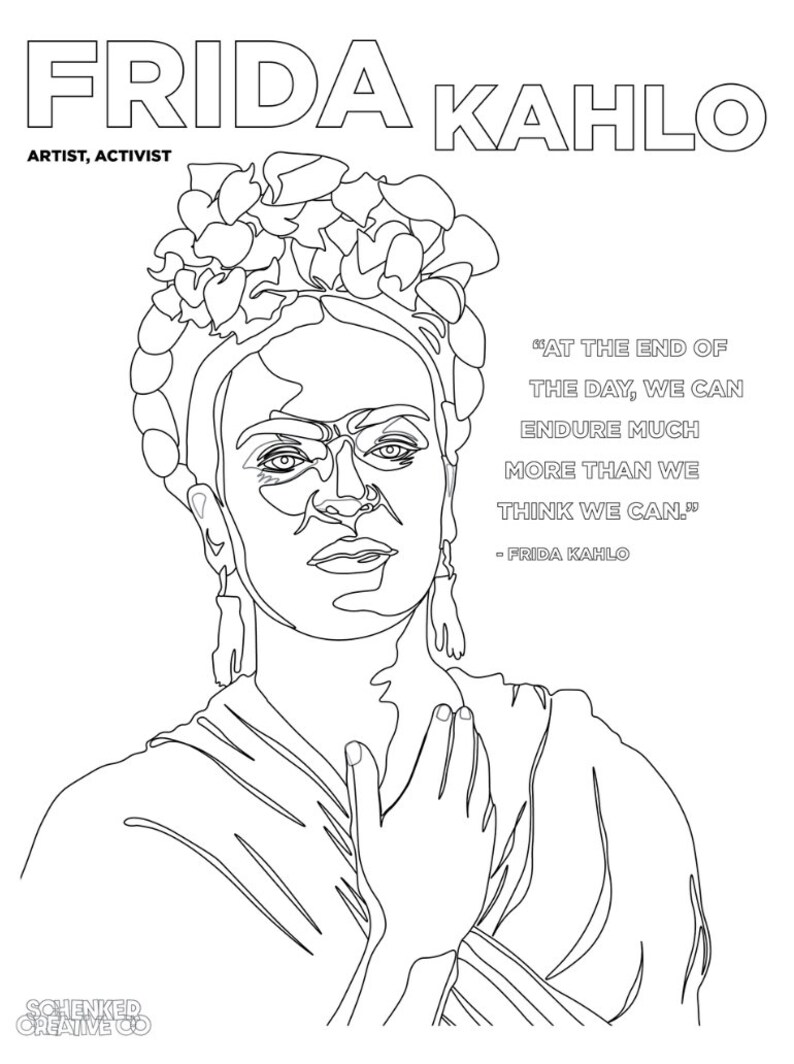 Frida Kahlo Coloring Sheet - Etsy