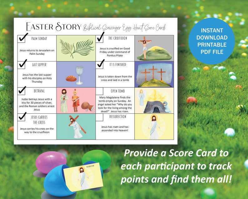 Easter Egg Scavenger Hunt Bible Story Printable | Christian Easter Egg ...