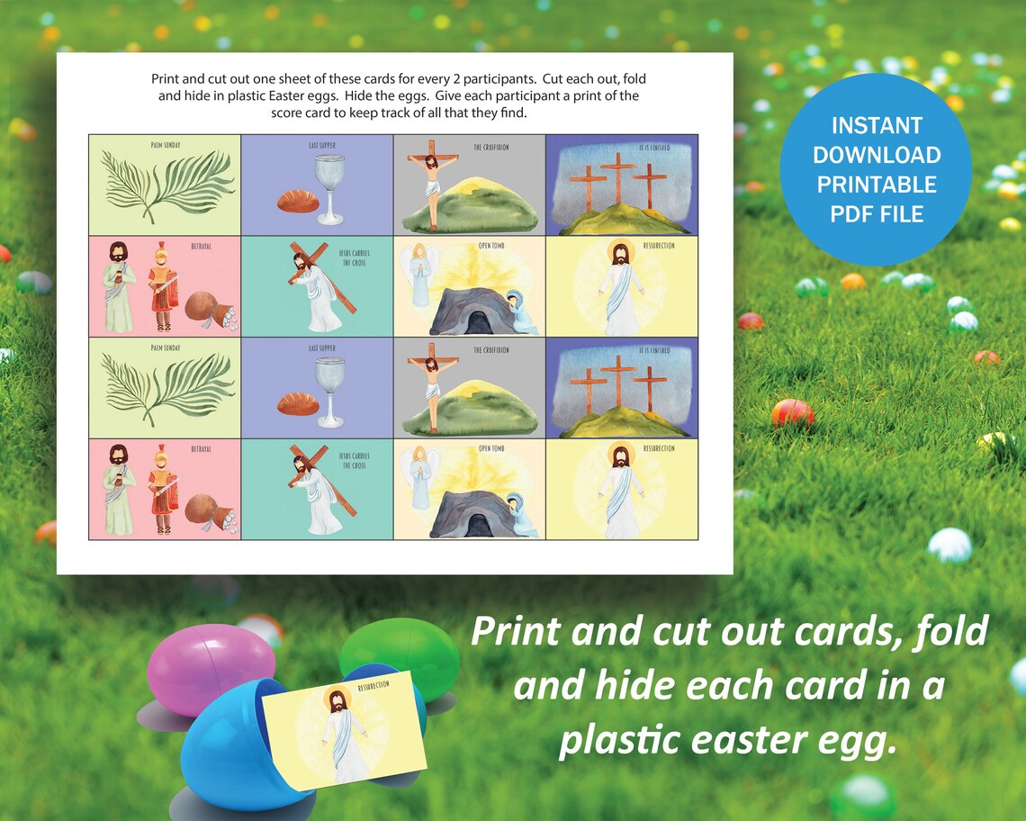 Easter Egg Scavenger Hunt Bible Story Printable | Christian Easter Egg ...