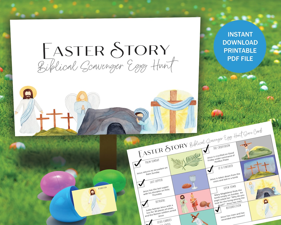 Easter Egg Scavenger Hunt Bible Story Printable | Christian Easter Egg ...
