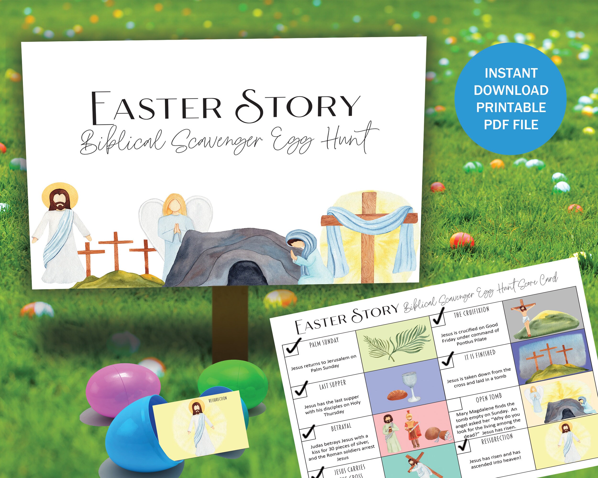 Easter Egg Scavenger Hunt Bible Story Printable | Christian Easter Egg ...