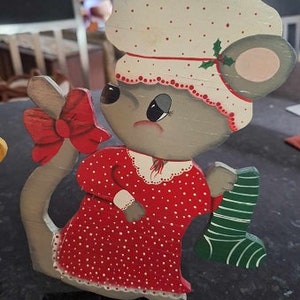 Cute Vintage Holiday Mice Decor Handmade Painted Wood - Etsy