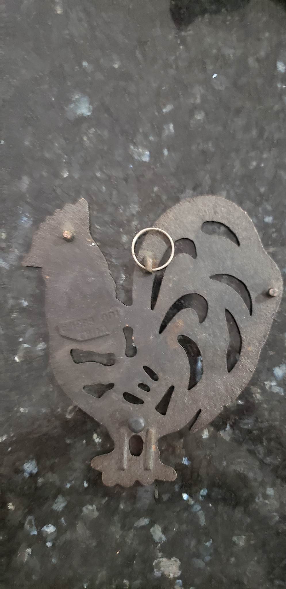 Vintage Cast Iron Copper Topped Rooster Chicken Trivet Wall Hanging ...